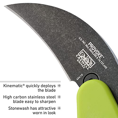 CRKT Provoke Zap Kinematic EDC Folding Pocket Knife: Morphing Karambit, Black Stonewash Stainless Steel Blade, Green Grivory Handle with Integrated Safety Lock, Low Profile Pocket Clip 4041G