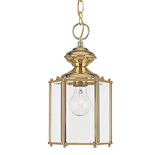 Sea Gull Lighting 6008-02 Classico Outdoor Semi-Flush Mount Convertible Pendant Outside Fixture, One - Light, Polished Brass