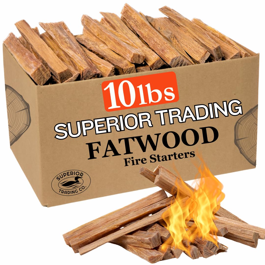 Fatwood Fire Starter Sticks 10 lb - All Natural & Organic for Fire Pit, Pizza Oven, Solo Stove - Easy Start Kindling for Wood Stoves & Camping. Start a Fire with just 2 Sticks