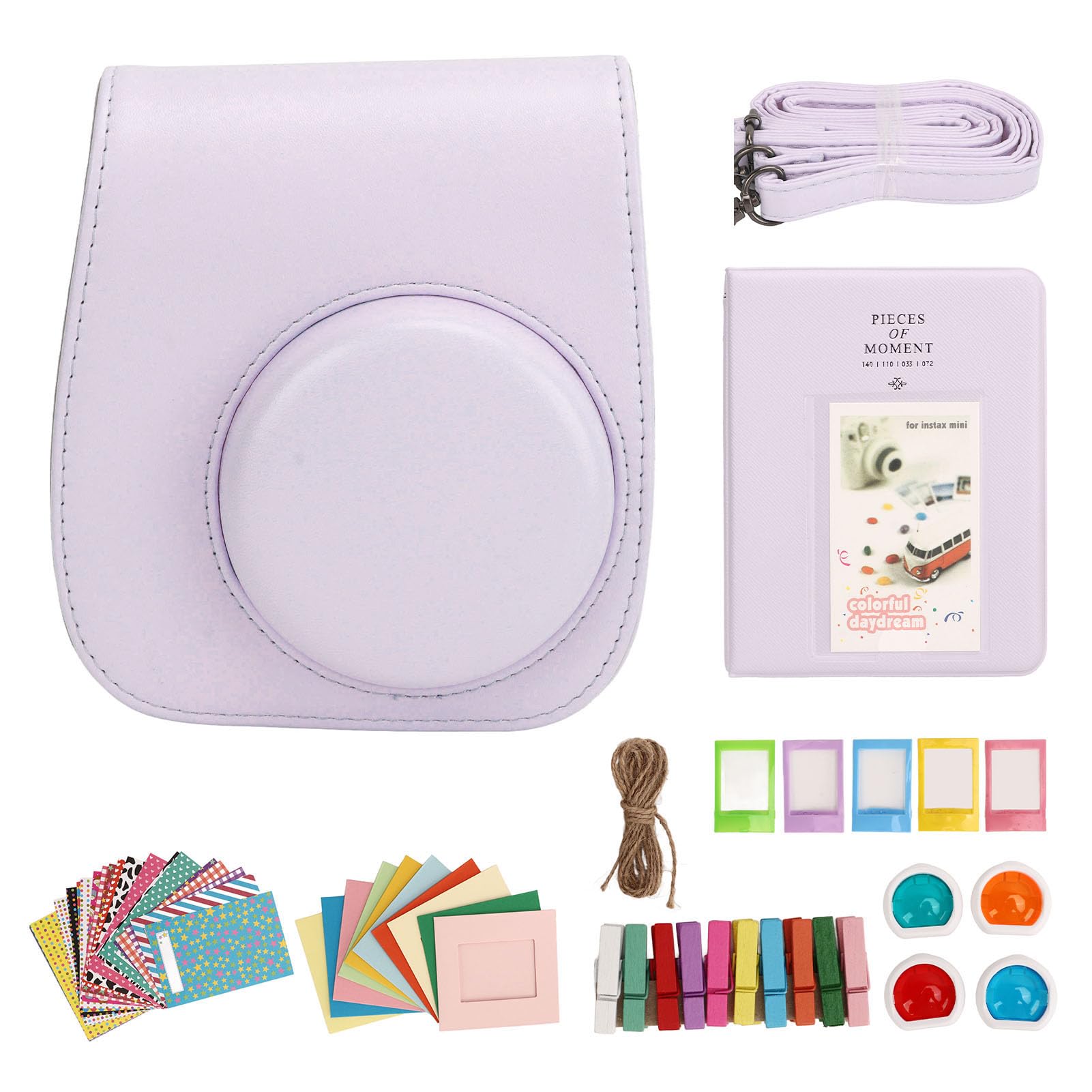 DAUZ Camera Case, SkinFriendly AntiScratch Adjustable Camera Bag with Stickers for Mini 12 (Purple)