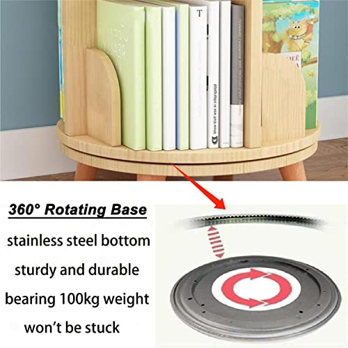 Gdrasuya10 Upgraded 3 Tier Rotating Bookshelf with Legs, Stackable Bookshelf Standing Bookcase Book Organizer Storage Shlef Wooden Bookshelves Easy Assemble for Bedroom Study Room