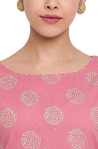 Janasya Indian Women's Pink Cotton Kurta(JNE3577-KR-XXL)