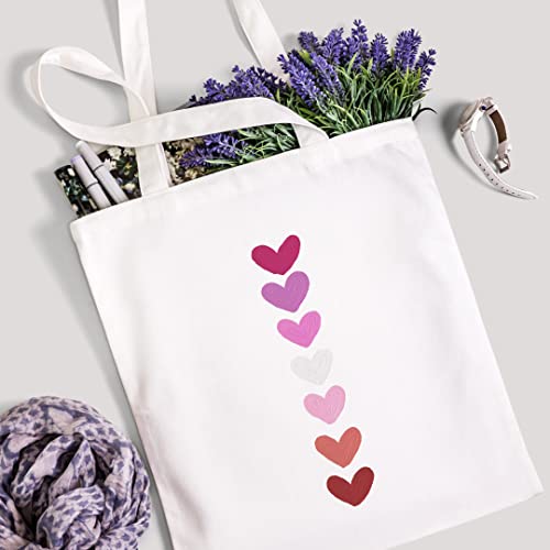 HEART LINE DESIGN, Reusable Tote Bag, Lightweight Grocery Shopping Cloth Bag, 13β x 14β with 20β Handles