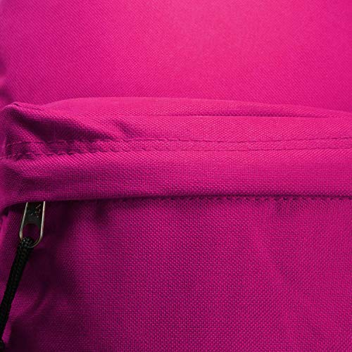 K-Cliffs Classic Bookbag Basic Backpack Simple School Book Bag Casual Student Daily Daypack 18 Inch with Curved Shoulder Straps Hot Pink