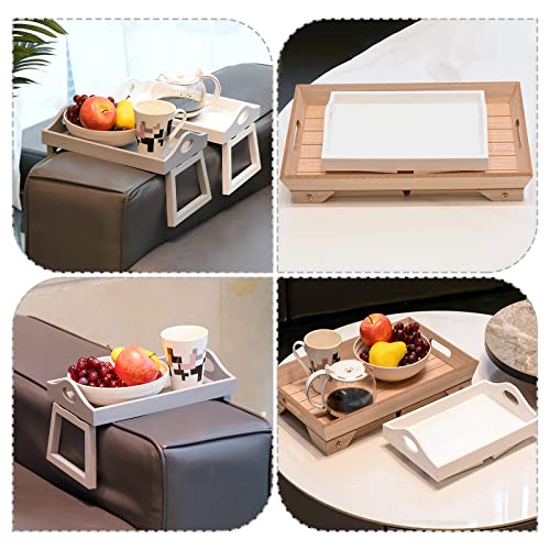 PATIKIL 48x32x24cm Breakfast Tray Table, 2 Pack Bed Trays with Folding Legs Portable Wooden Serving Platter Laptop Snack Desk for Eating, Grey