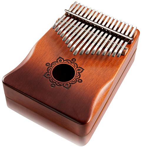 Byla Kalimba 17 Solid Wood Mahogany Portable Thumb piano Finger piano Gradient Brown Mbira Calimba Marimba Musical Instruments for Adults and Beginners