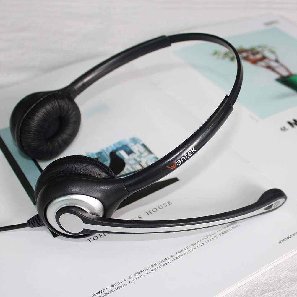 Cell Phone Headset with Microphone Noise Cancelling & Call Controls, 3.5mm Computer Headphones for iPhone Samsung PC Business Skype Softphone Call Center Office, Clear Chat, Ultra Comfort
