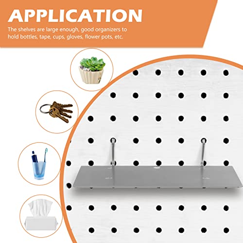 DOITOOL 2pcs Panels Peg Organizer Bathroom Organizing Home Shelf Brackets Mounted Tools Steel Sundries - Room Pegboard Shelving for Heavy Workbench Shelves Hooks Iron Control Office Board