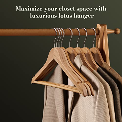 Flottian Wood Hangers 20 Pcs Solid Wooden Hangers Premium Clothes Hanger Smooth Finish Coat Hanger Heavy Duty Hangers for Shirt, Jacket, Pant, Dress (Natural)
