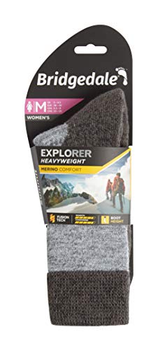 Bridgedale Women's Explorer Heavy Weight Boot Height- Merino Comfort Socks, Grey, Small