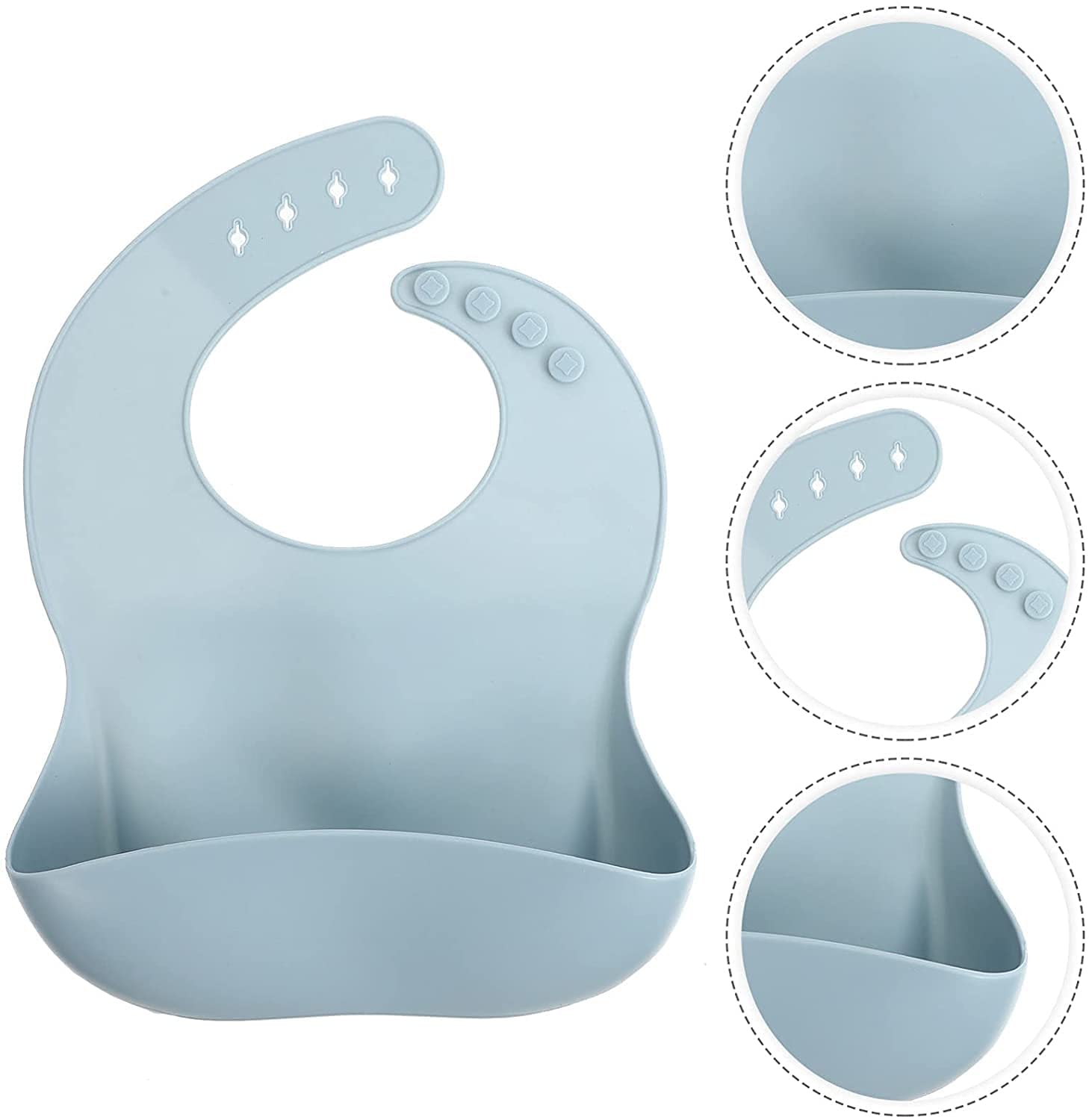 Mubunny Silicone Baby Bib for Babies & Toddlers Waterproof Bibs Soft with Food Catcher Pocket Boys Girls(Dusty Blue/Green/Mango), One Size