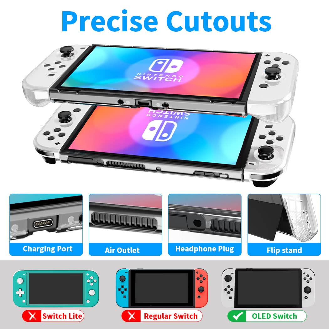 Dockable Liquid Silicone Case for Switch OLED, Compatible with Nintendo Switch OLED Model, OIVO 3-IN-1 Switch OLED Clear Protective Cover for Switch OLED Console