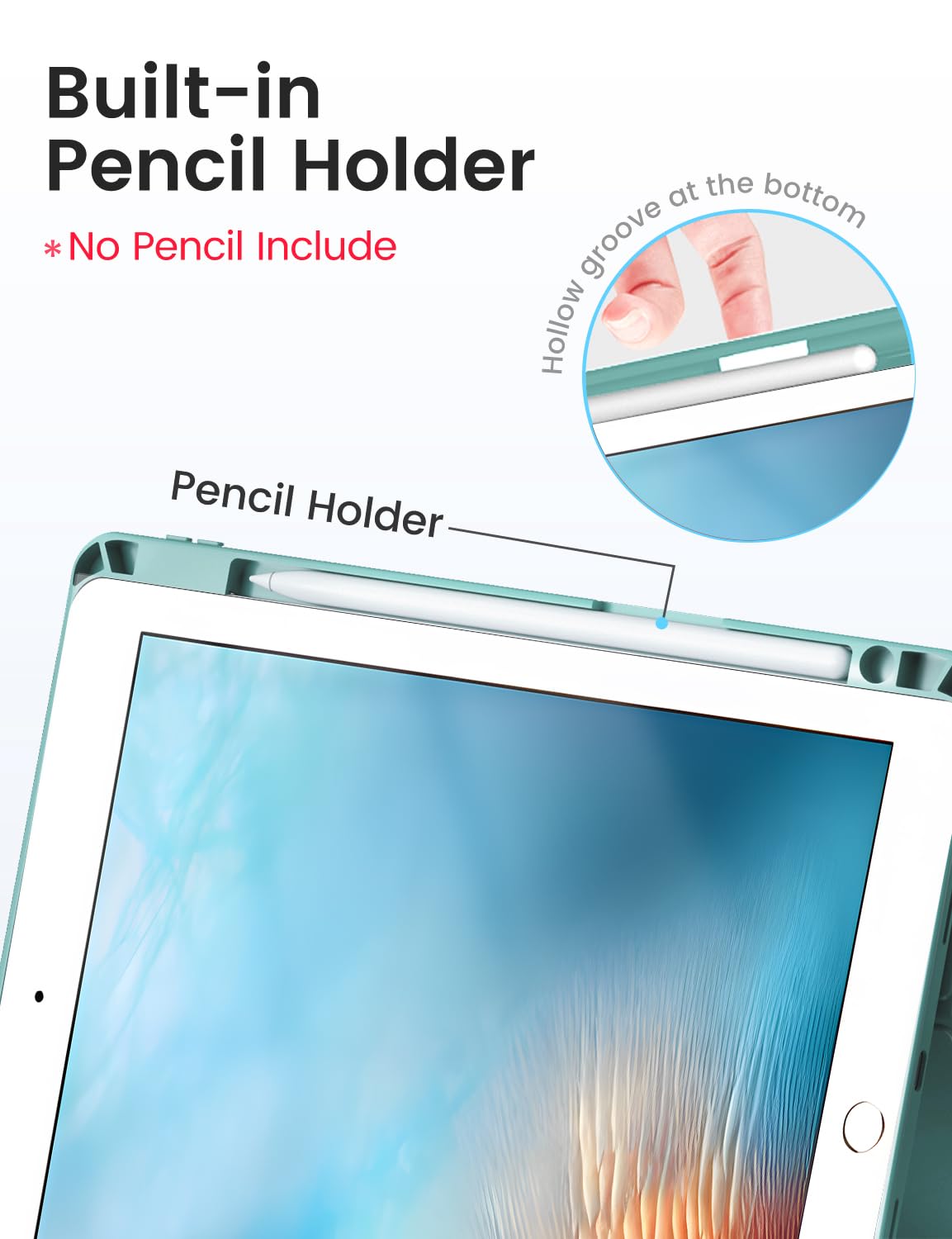 OYEEICE Keyboard case for iPad 9.7 inch, iPad 6th Gen (2018), iPad 5th Gen (2017), iPad Air 2 (2014) - 7 Color Backlit Wireless Keyboard with Pencil Holder for iPad 6th/5th Pro 9.7'' Air 2/1 - Teal