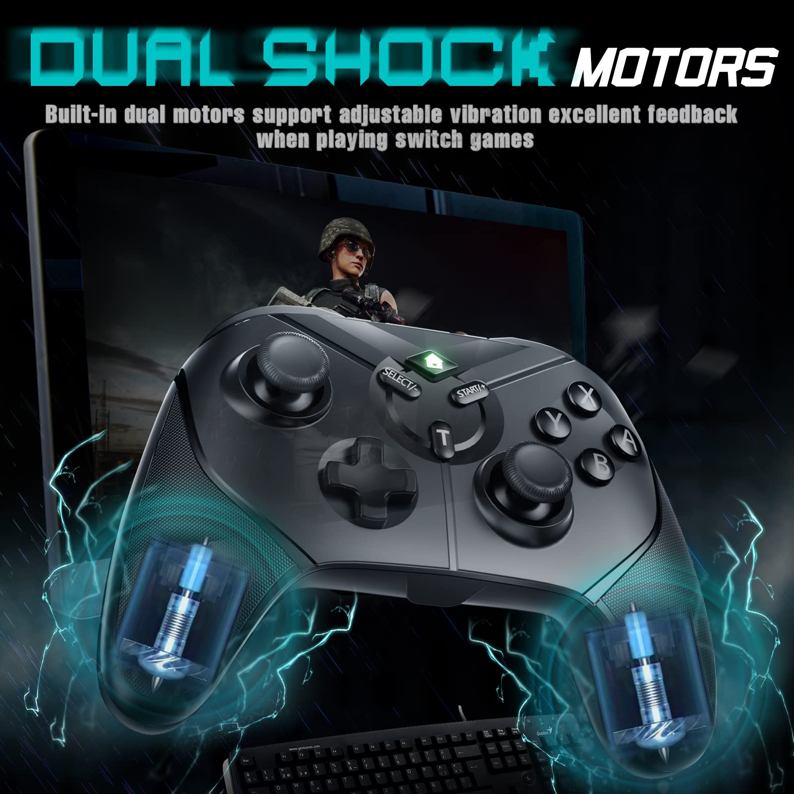 Dinosoo Switch Controller, Upgraded Wireless Switch Pro Controller for Switch/Switch Lite/Switch OLED - Bluetooth Switch Remote Gamepad with 3D Flexible Joystick/6-Axis Motion Control/Turbo/Screenshot, Ergonomic Non-slip