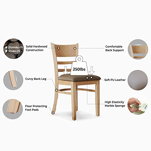 Livinia 3-Piece Dining Table Set, Canberra 28.3" Table (Natural-White) Cabin Chair (Natural) Set for Two
