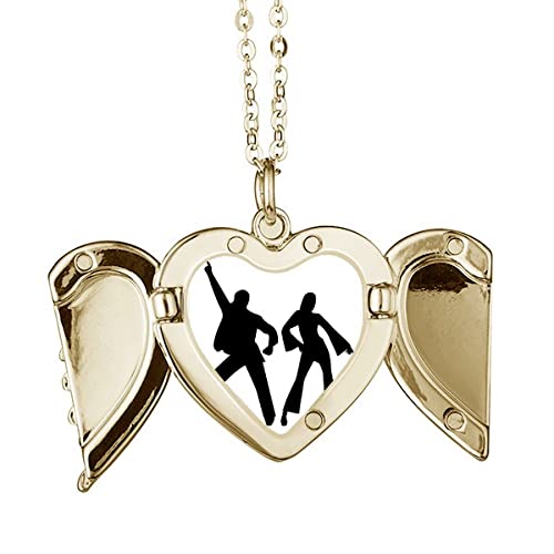 Dancer Sports Duet Dance Performance Folded Wings Peach Heart Pendant Necklace