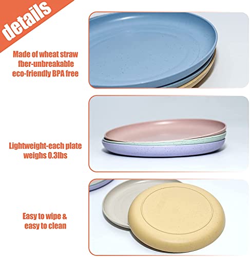 SHECIPIN 12 PACK 6 Inches Lightweight Mini Wheat Straw Plates,Reusable Plate Set Dishwasher & Microwave Safe,Unbreakable Deep Dinner Plates, Plastic Plates Reusable,They are easy to clean BPA free