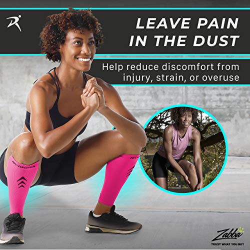 Rymora Leg Compression Sleeve, Calf Support Sleeves Legs Pain Relief for Men and Women, Comfortable and Secure Footless Socks for Fitness, Running, and Shin Splints β Flourescent, Large (One Pair)