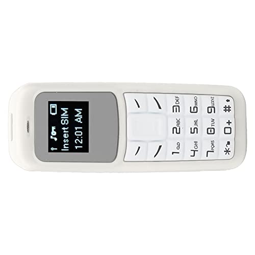 DAUZ Mini Mobile Cell Phone, Compact ABS Lightweight Mini Cell Phone for Travel (White)