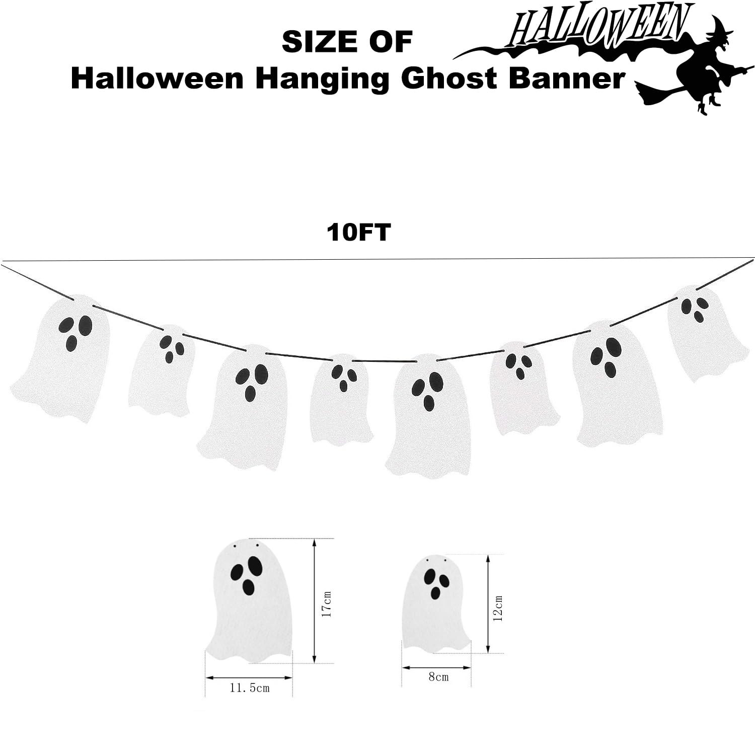 Halloween Hanging Glitter Ghost Banner with 60PCS 3D Halloween Bats β Spooky Party Decorations for Home, Office, and Classroom β Indoor and Outdoor Halloween Decor Set