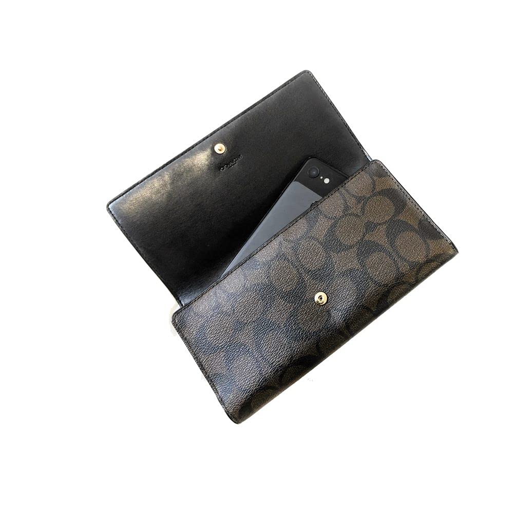 COACH TRIFOLD WALLET IN SIGNATURE CANVAS (COACH F88024) IM/BROWN/BLACK