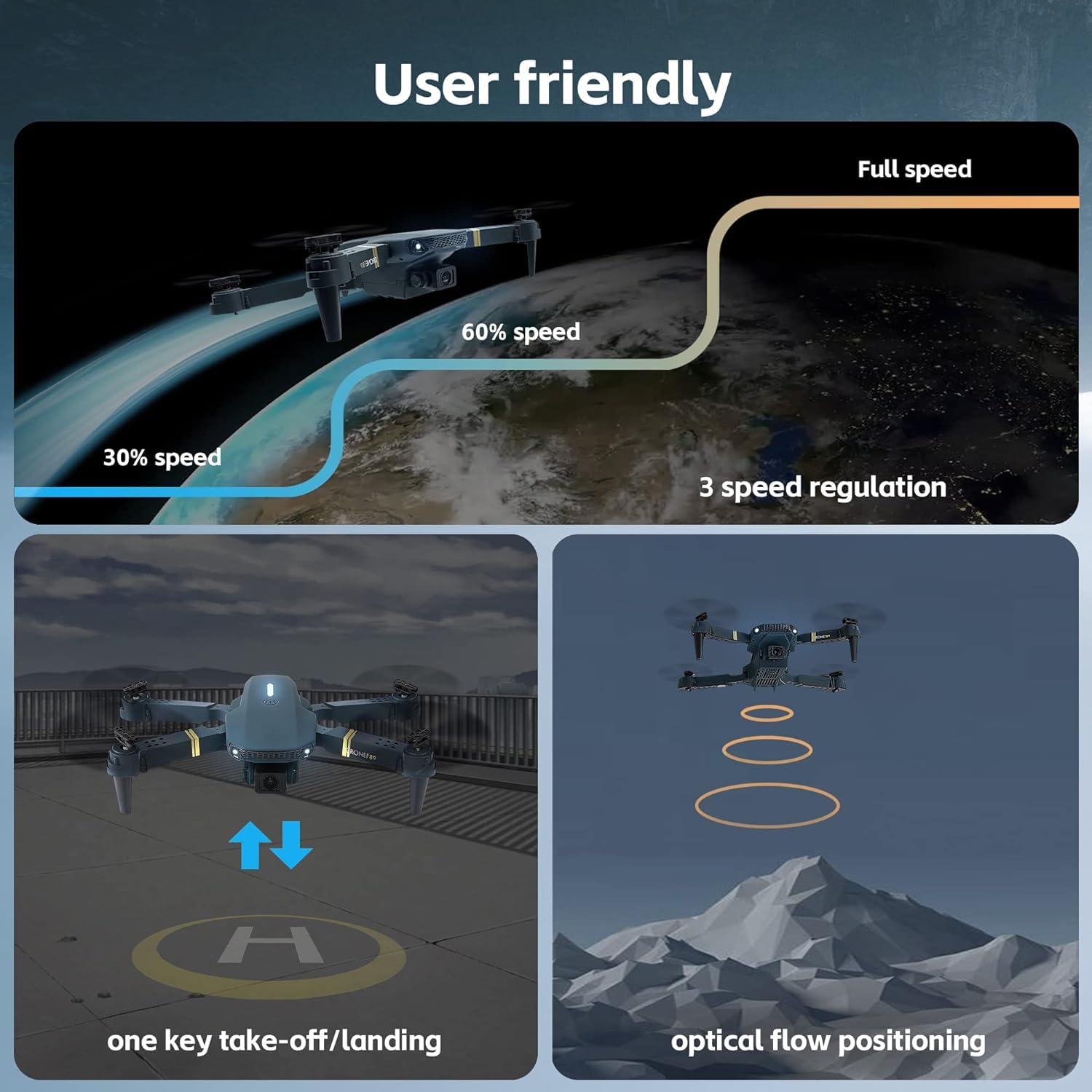 Brushless Super Endurance Foldable Drone with Camera for Beginners–60+ min Flight Time, WiFi FPV Quadcopter with 120°Wide-Angle 2K HD Camera, Brushless Motor, Auto Hover, Follow Me (3 Batteries)
