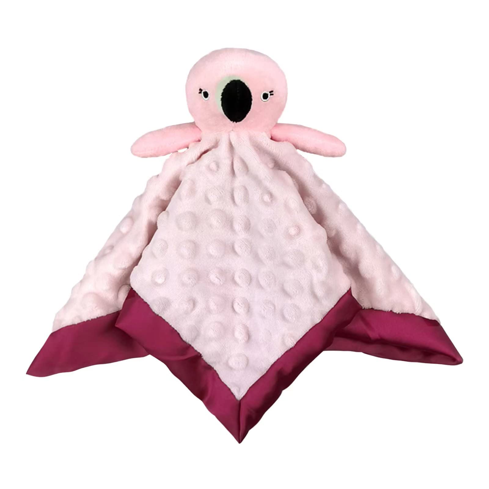 Doindute Baby Pink Flamingo Soft Stuffed Animal Security Blanket, Plush Flamingo Character Lovey Blanket, Baby Shower/Nursery Gift, Newborn Infant Toddler Snuggle Blankie for Boys Girls, 13 Inches