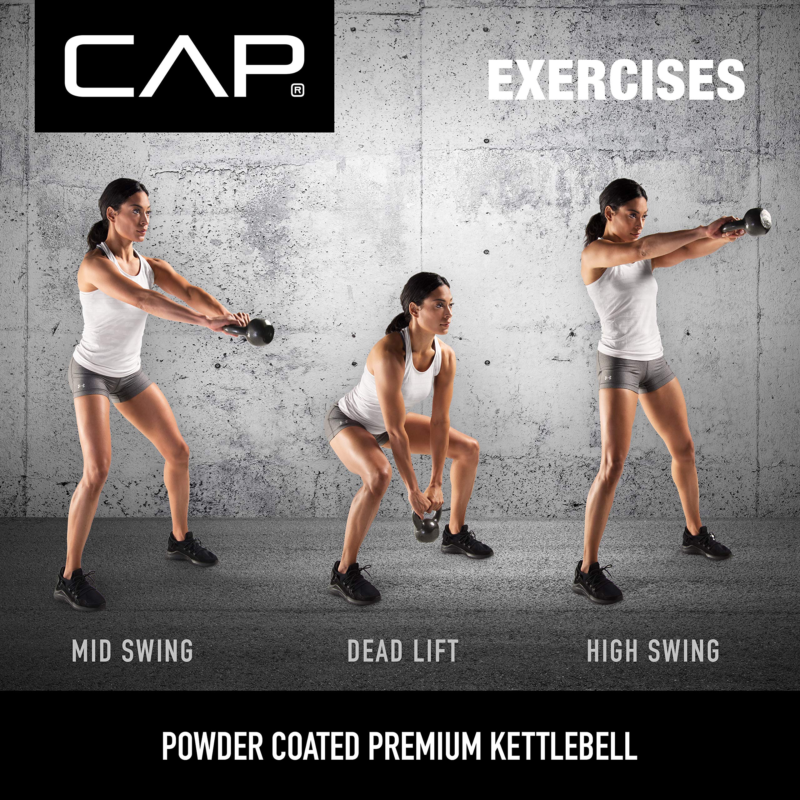 CAP Barbell Black Enamel Coated Cast Iron Kettlebell, 35 lb