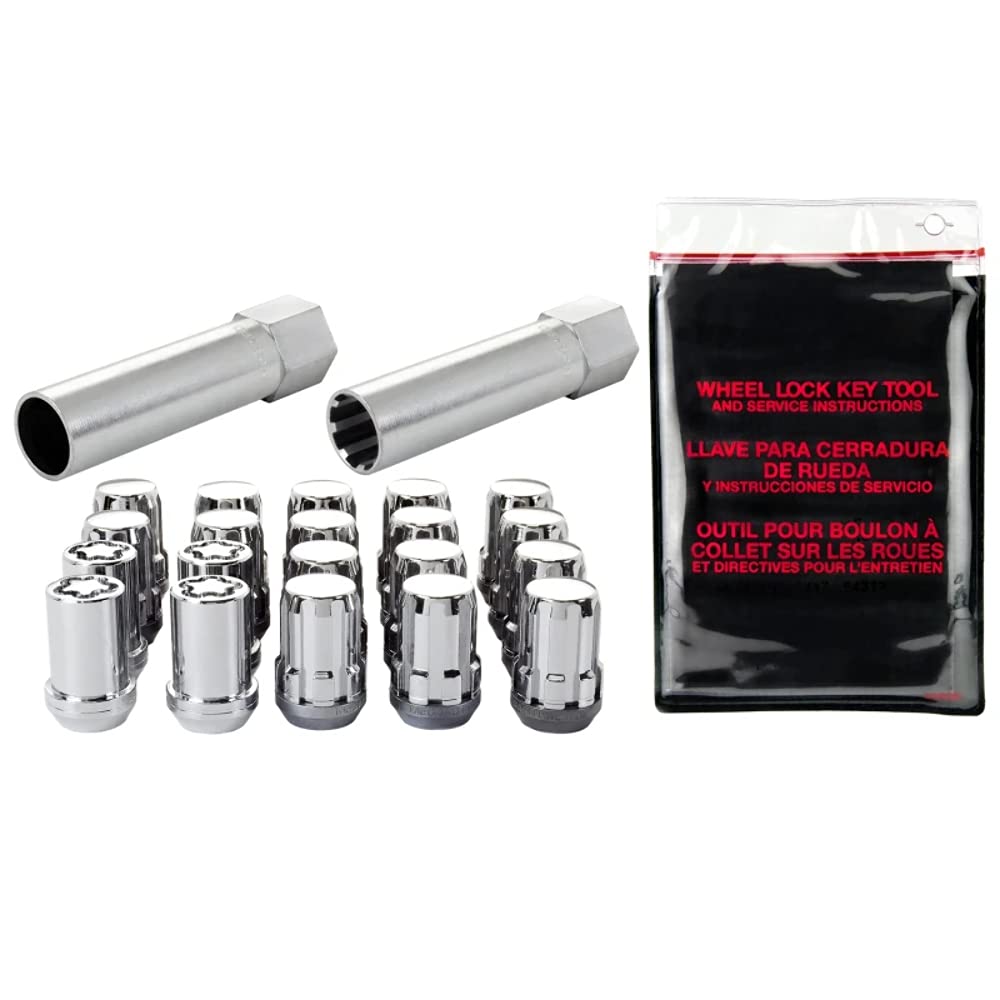 McGard 65557 Chrome SplineDrive Wheel Installation Kit (M12 x 1.5 Thread Size) - for 5 Lug Wheels, 16 Lug Nuts / 4 Locks / 1 Key / 1 Install Tool