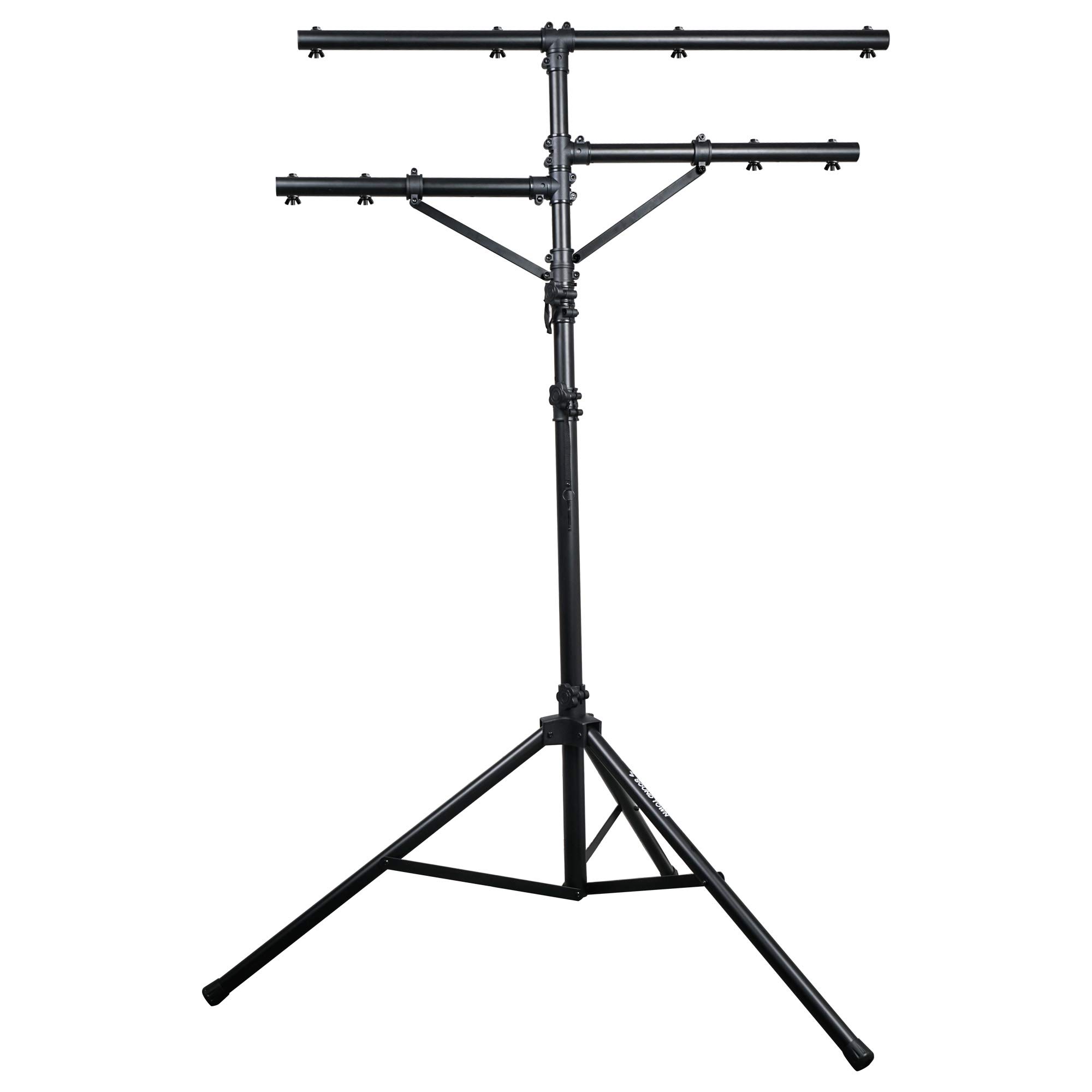 Sound Town DJ Lighting Stand-Adjustable Height, 10.3 ft Tall with Side Bars and Tripod Base (STLS-011)