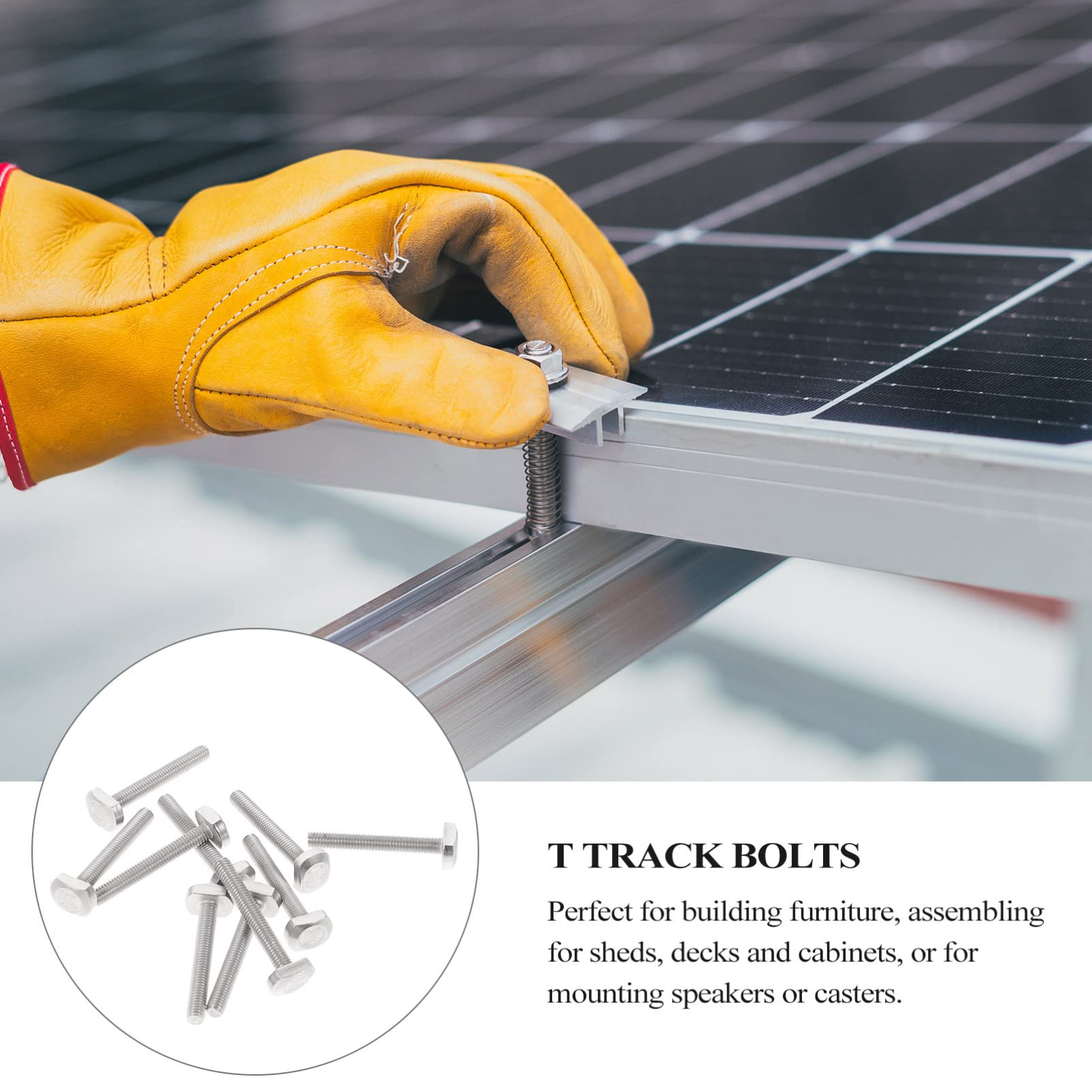DOITOOL 10pcs T-Bolt Jig Bolts Stainless Steel Sliding Screw Stainless Steel t Bolt Sliding Screw Bolt Stainless Steel Drop-in Stud T Track Accessories T Slot Drop-in Stud Sliding Bolt