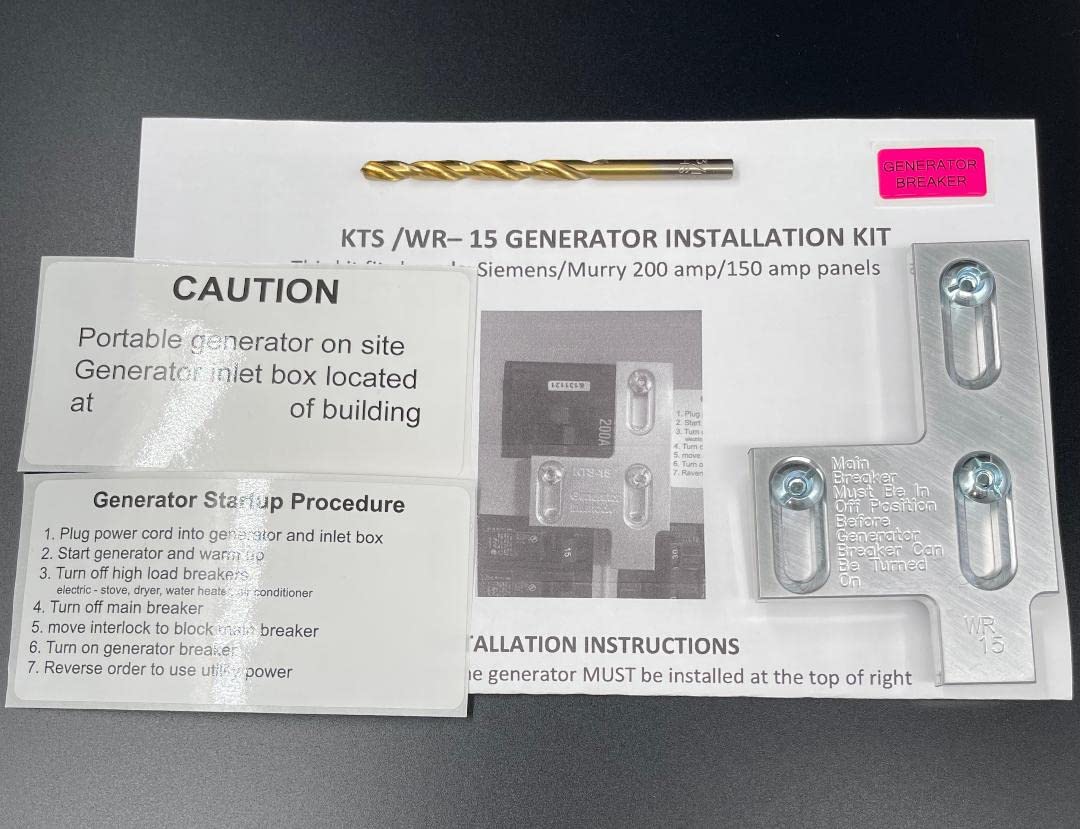 Generator Interlock Kit Compatible with Siemens 200 Amp Panel or Murray 200 Amp Panel