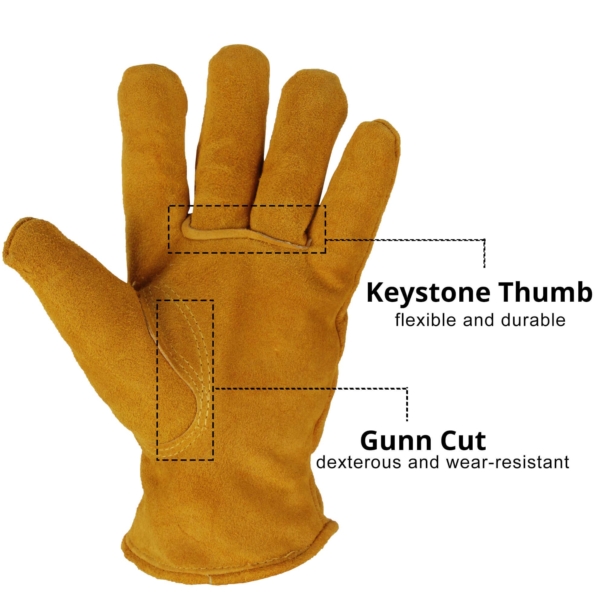 OZERO Work Gloves Winter Insulated Snow Cold Proof Leather Glove Thick Thermal Imitation Lambswool - Extra Grip Flexible Warm for Working in Cold Weather for Men and Women (Gold,X-Large)
