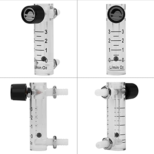 Gas Flowmeter, 0-3LPM Flow Meter Acrylic Transparent Gas Regulator with Control Valve for Measuring Controlling Oxygen Air Gas