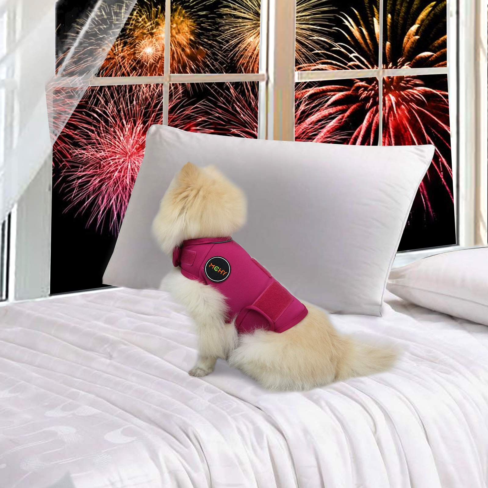 MCHY Dog Anxiety Vest, Anxiety Relief for Dogs, Dog Calming Coat (Rose S)