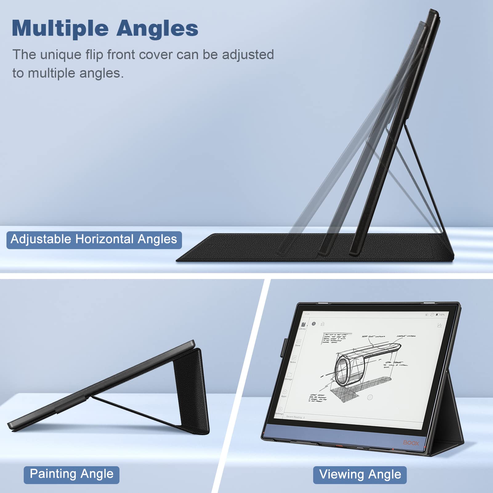 Fintie Folding Case Compatible with BOOX Note Air 2 (2021) & BOOX Note Air 2 Plus (2022) Tablet 10.3 inch - [Flex Stand] Multi-Angle Foldable Stand Cover with Auto Sleep/Wake, Alpine Green