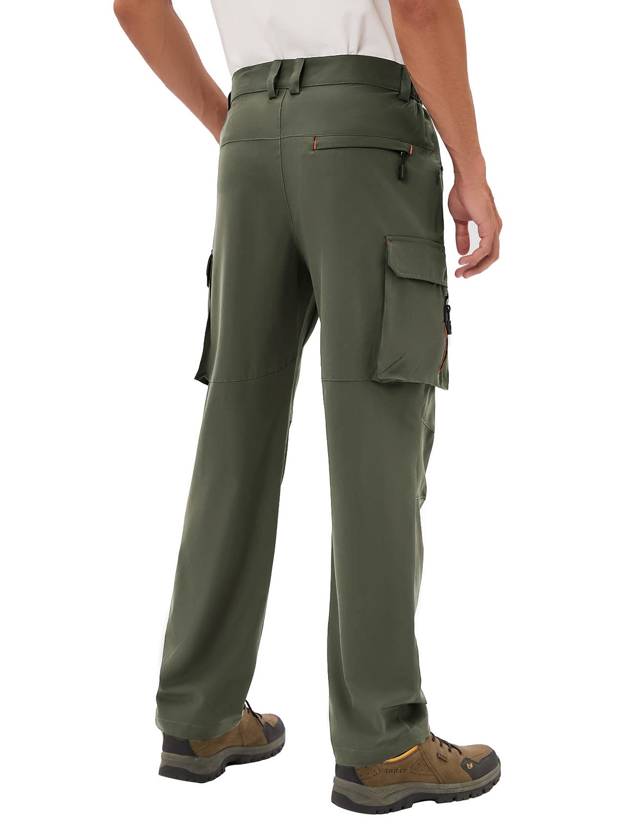 Davena Men's Cargo Hiking Pants with 5 Pockets Quick Dry Water Resistant Outdoor Athletic Pants for Fishing Camping Work, Green Mix, L
