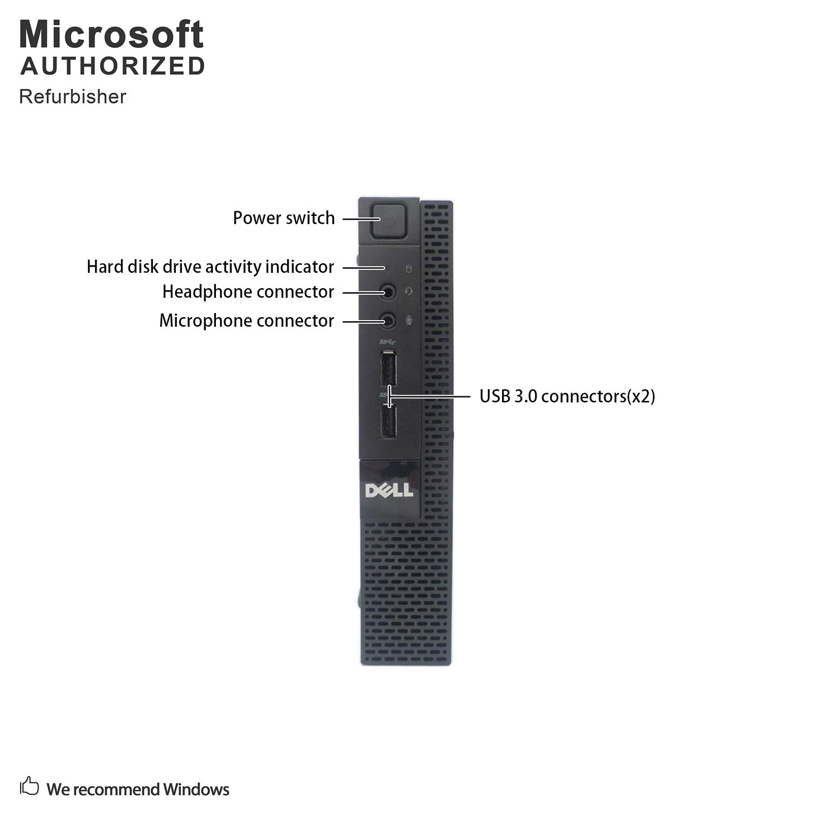 Dell Optiplex 3020 Micro Desktop Computer PC, Intel Core i3-4160T 3.1GHz, 8G DDR3, 500G, WiFi, BT, DP, VGA, Windows 10 Pro 64 Bit-Multi-Language Supports English/Spanish/French(Renewed)