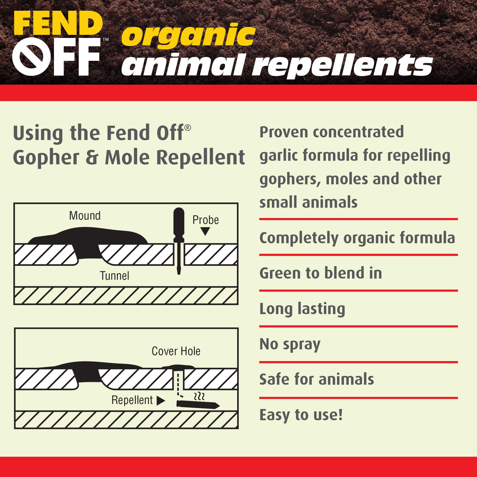 Luster Leaf Fend Off Mole and Gopher Organic Odor Tubes, White, 12 pack