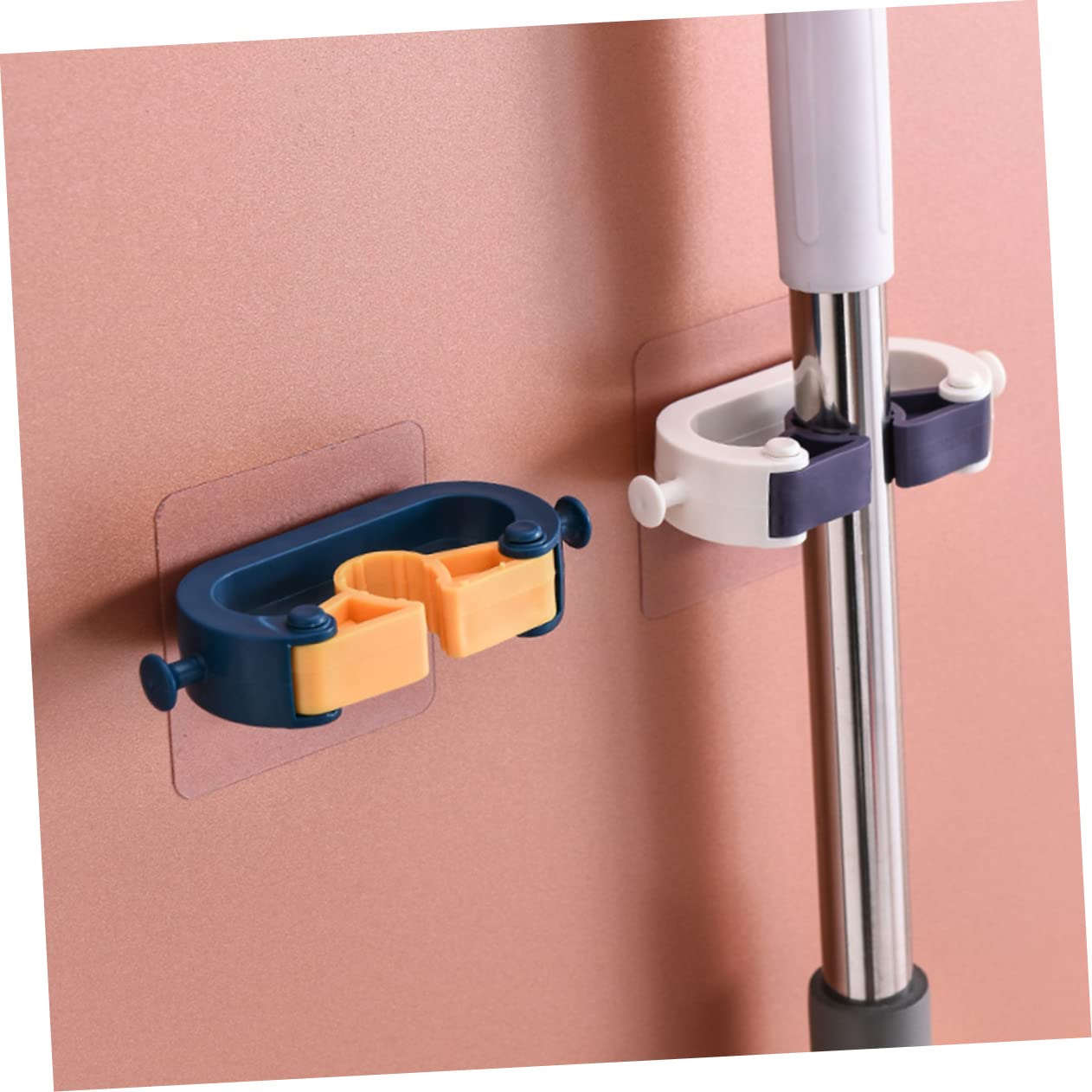 DOITOOL 4 pcs White Hanger Clipswhite Mounted Broom Hangers Hooks Rack Traceless for Kitchen Mop Adhesive Tool Holders Practical Creative Holder Anti Garage Rake Home Drilling Laundry