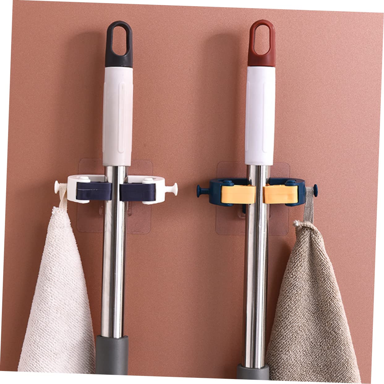 DOITOOL 4 pcs White Hanger Clipswhite Mounted Broom Hangers Hooks Rack Traceless for Kitchen Mop Adhesive Tool Holders Practical Creative Holder Anti Garage Rake Home Drilling Laundry