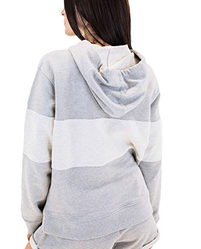 Spalding Womens Activewear Heritage Blocked Hoodie Sweatshirt,Lt Hth Grey,Small