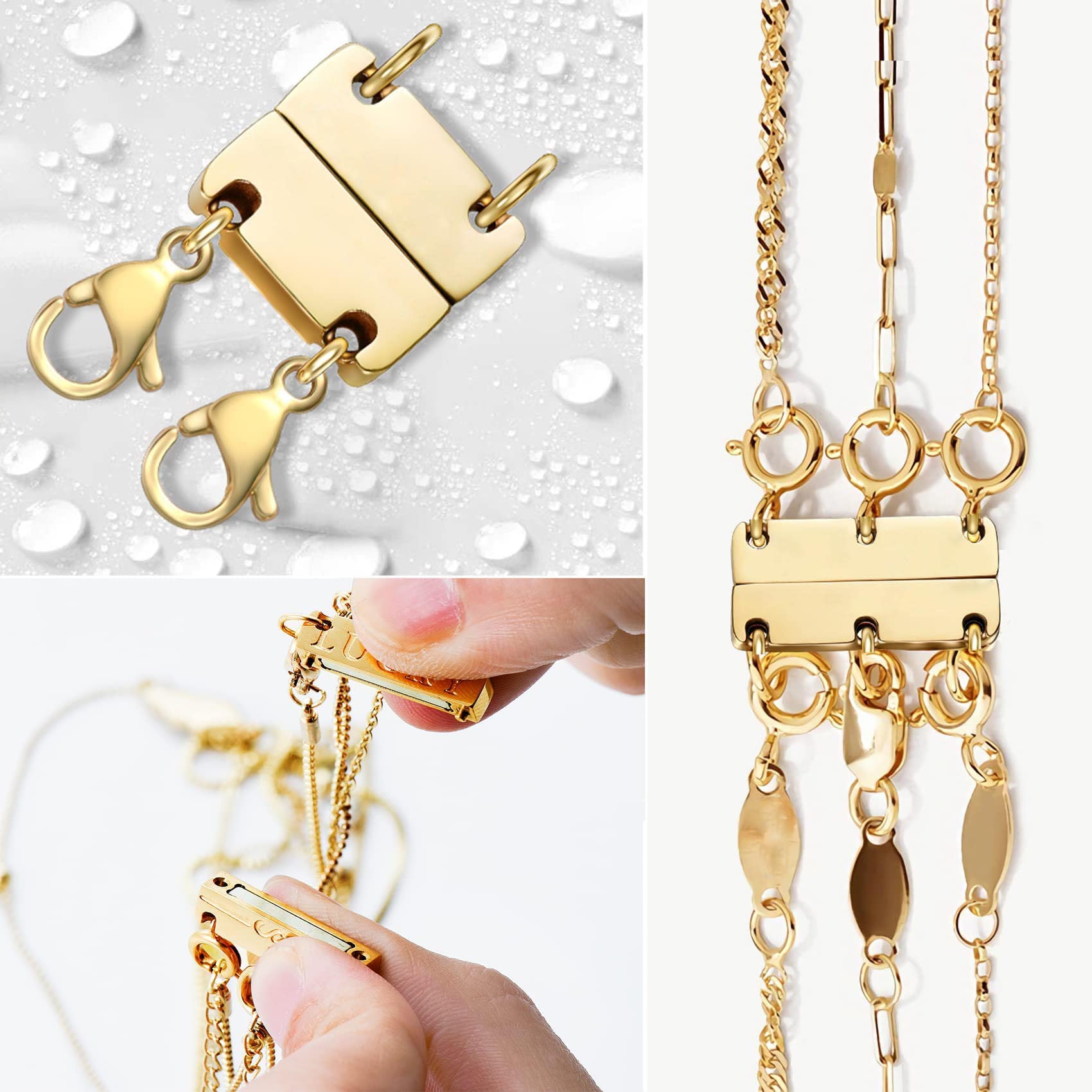 Dailyacc Layering Magnetic Necklace Clasp,18 K Gold and Silver Separator for Stackable Necklaces