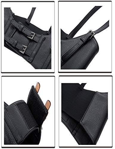 KANCY KOLE Womens Faux Leather Steampunk Sexy Underbust Waist Belt Corset(M,Black)