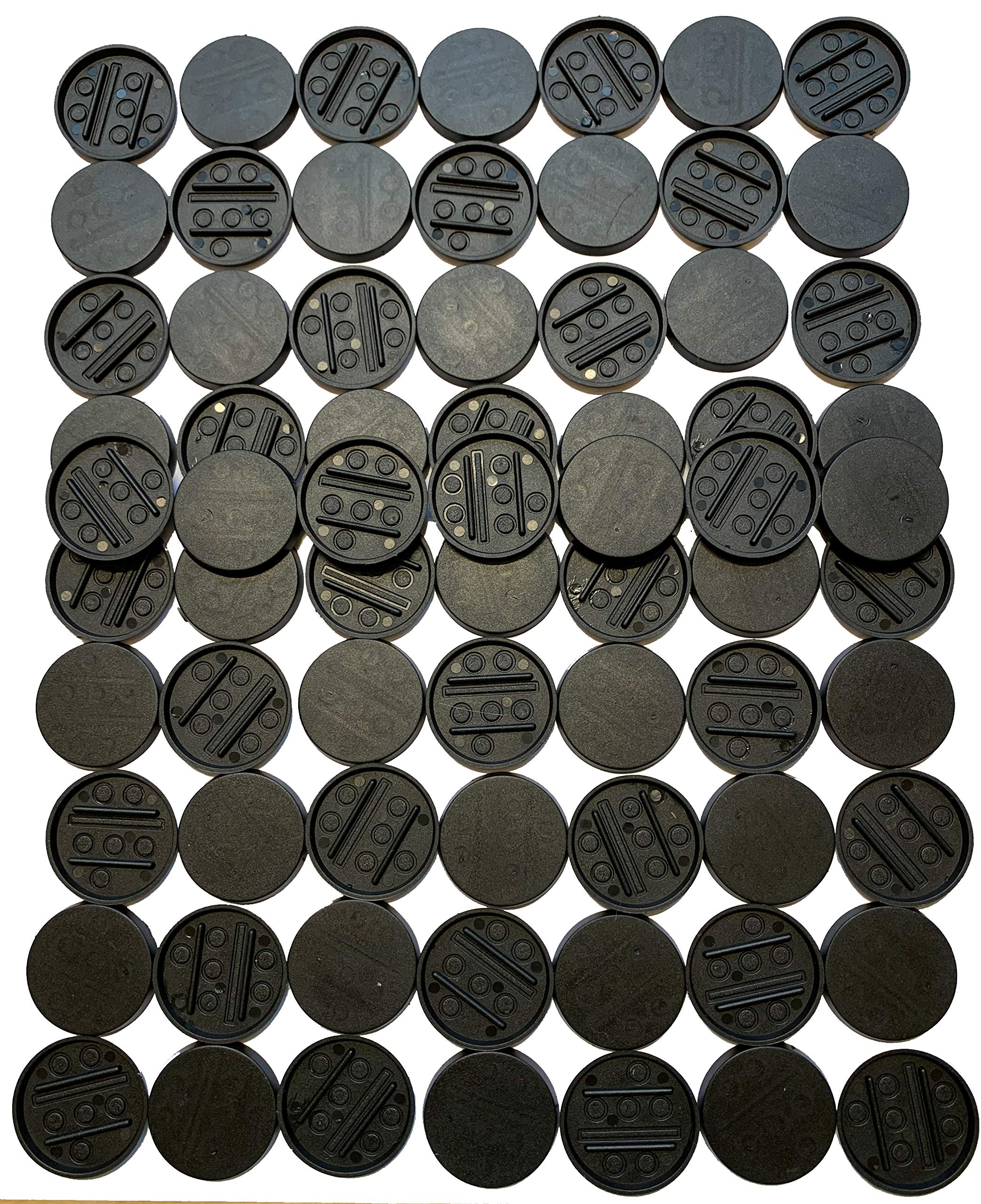 Pack of 100-30mm Flat Multi-Purpose Bases for Miniatures (roughly 1.2") - Black Plastic - (Affordable 32mm Replacements)