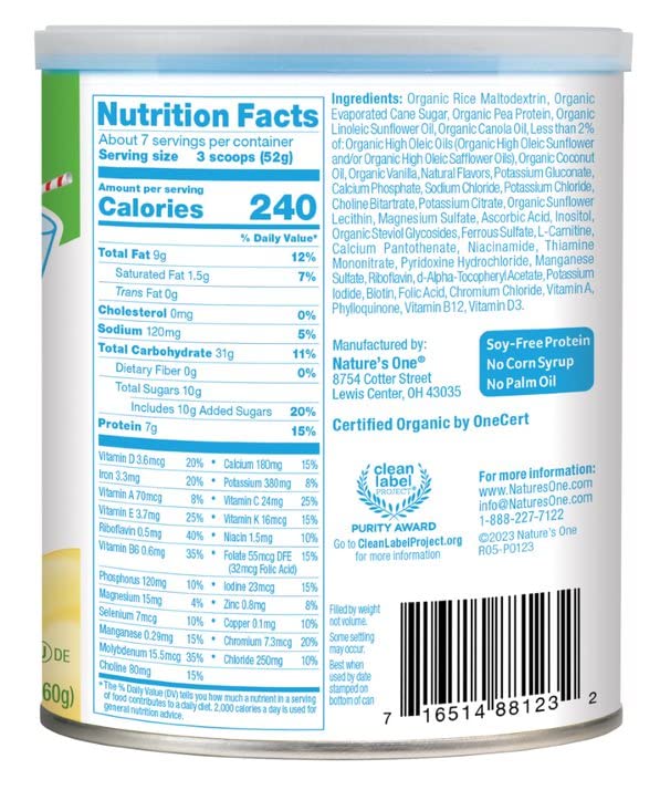 PediaSmart Organic Plant Based Pea Protein Vanilla Complete Nutrition Beverage Mix, 12.7 Oz (Pack of 2) | Non GMO | USDA Organic | Clean Label Project Verified