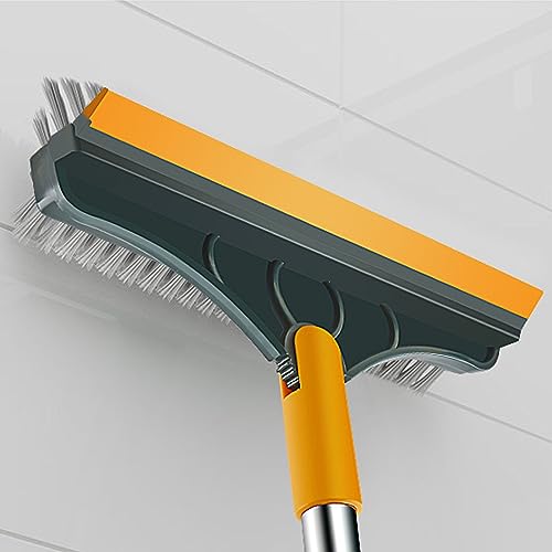 Floor Brush Scrubber Plastic Easy to Use Practical Double Sided for Bathroom Tile Floors Garage (Yellow Green)
