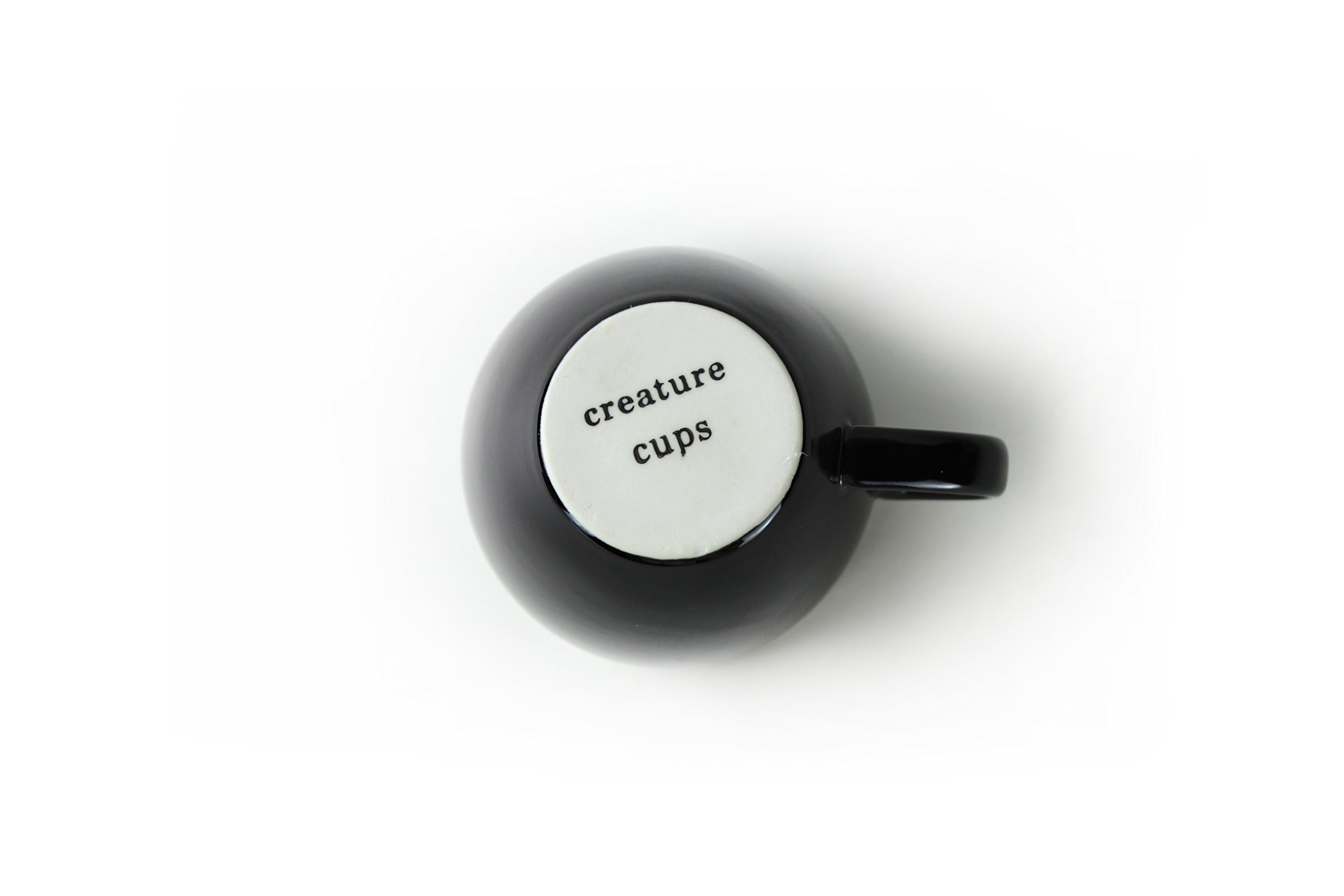 Creature Cups SKULL Ceramic Cup (11 Ounce, Black Exterior) | Hidden 3D Creature Inside Mug Emerges As You Drink | Spooky Creepy Coffee & Tea Cup