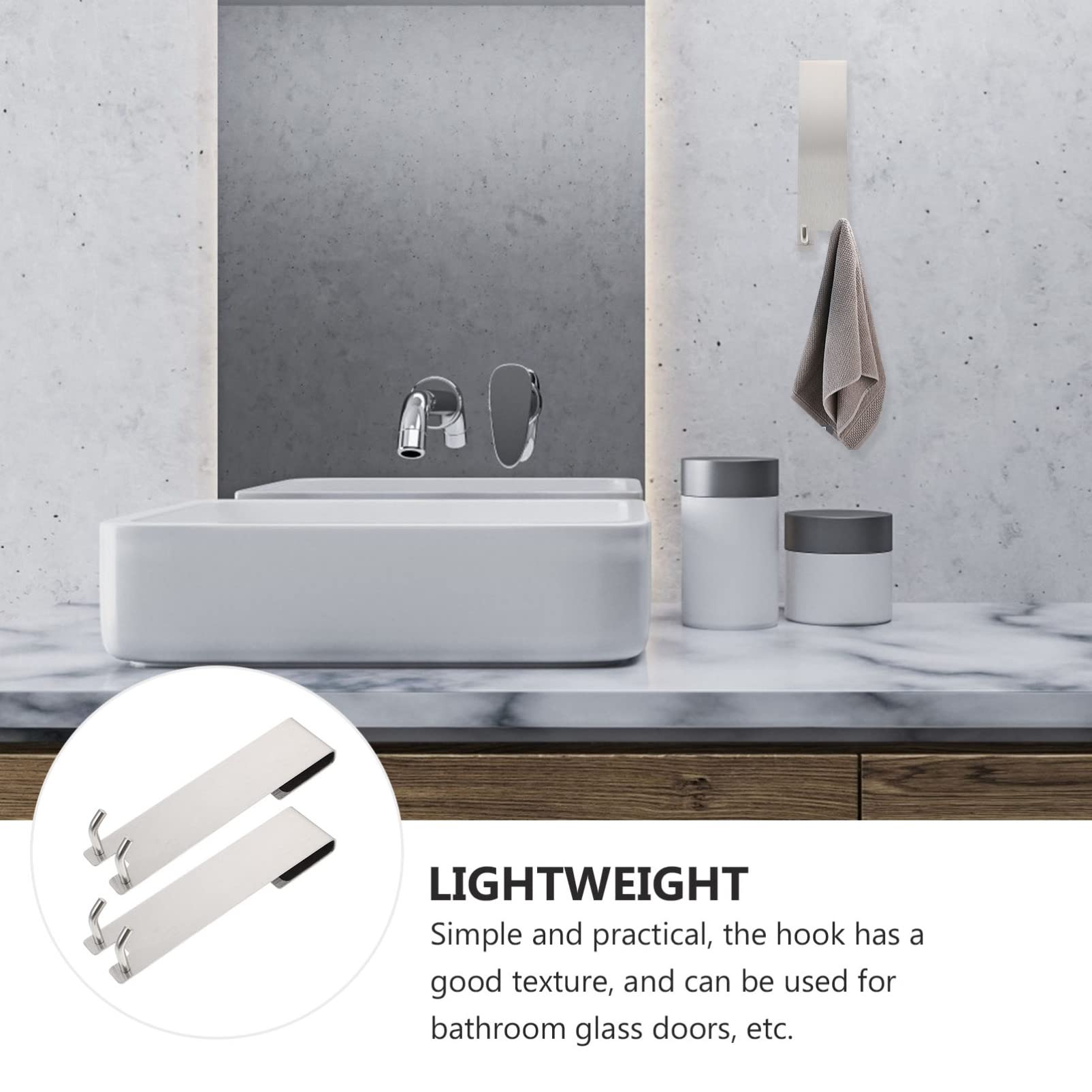 DOITOOL Towel Hooks 4pcs Back Door, Hangers Stainless Door Over Towel Cabinet for Hanger Punch Hooks Squeegee Robe Glass Hats Free Extended The Hook Frameless Storage Bathroom Clo Home Towel Hook
