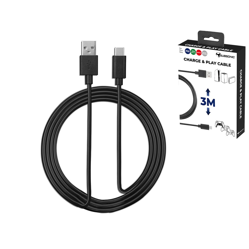 Subsonic - Accessory - 3 Meters USB C XXL Charging Cable for PS5 Controller - PlayStation 5 (PS5)